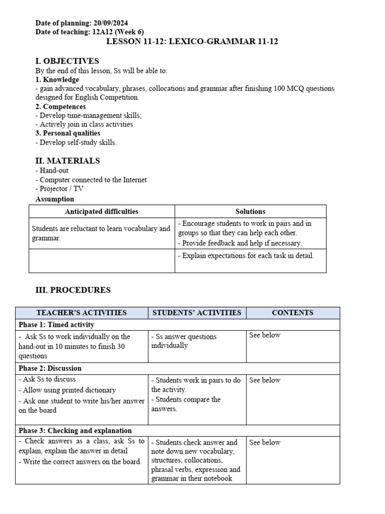 KHDH Ta12chuyen Tuan 6 | PDF