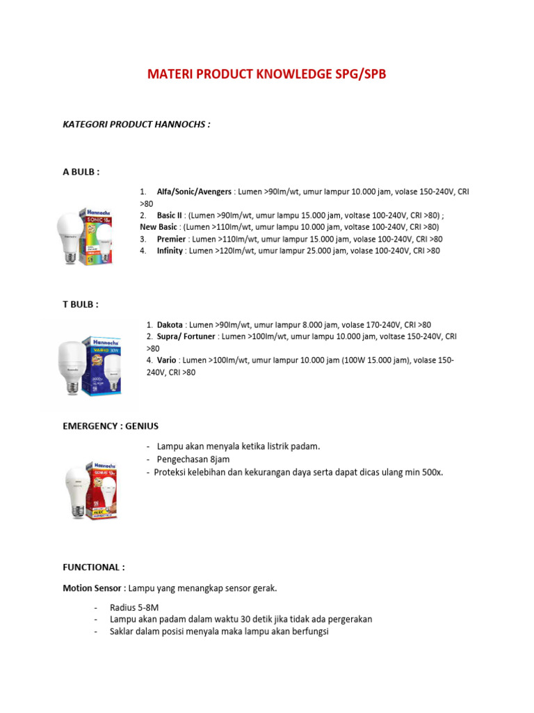 Materi Product Knowledge SPG SPB | PDF