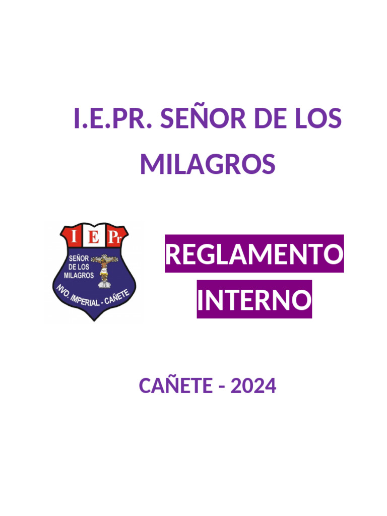 Reglamento interno-2024-SDM | PDF | Plan de estudios | Maestros