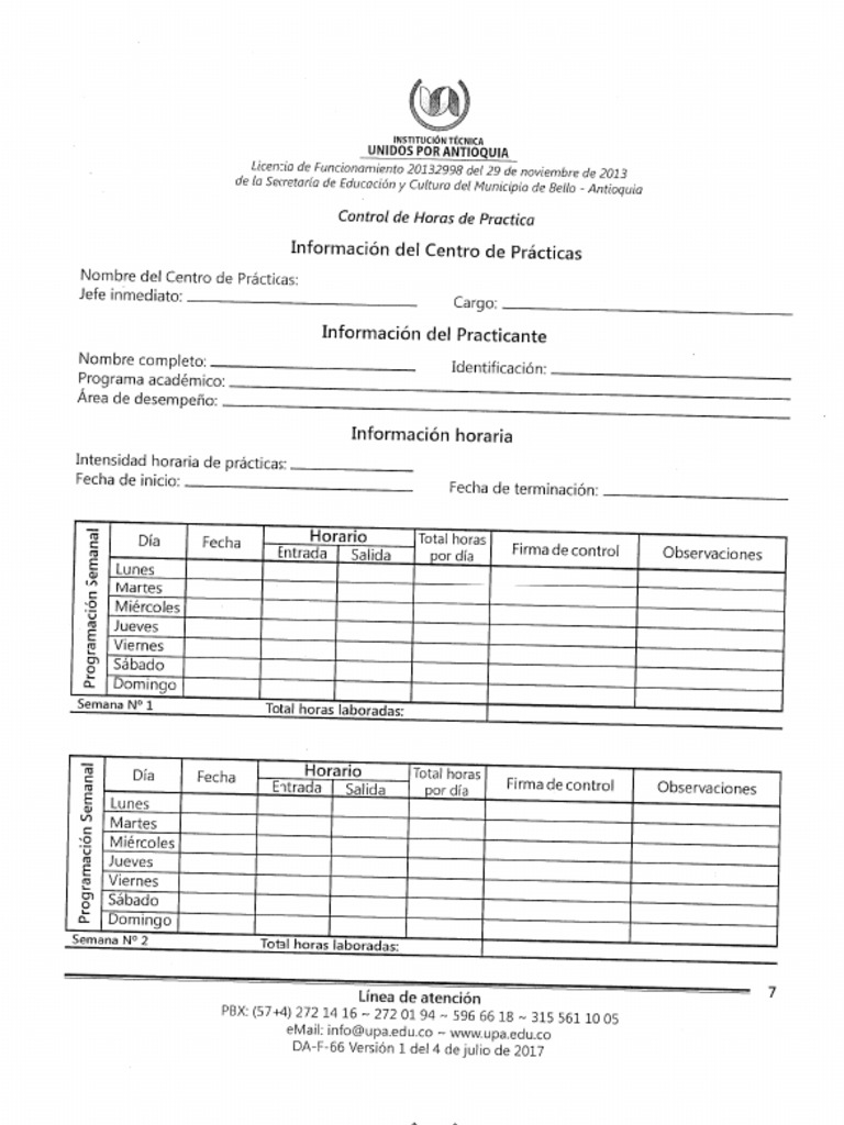 Control de Horas Practicas | PDF