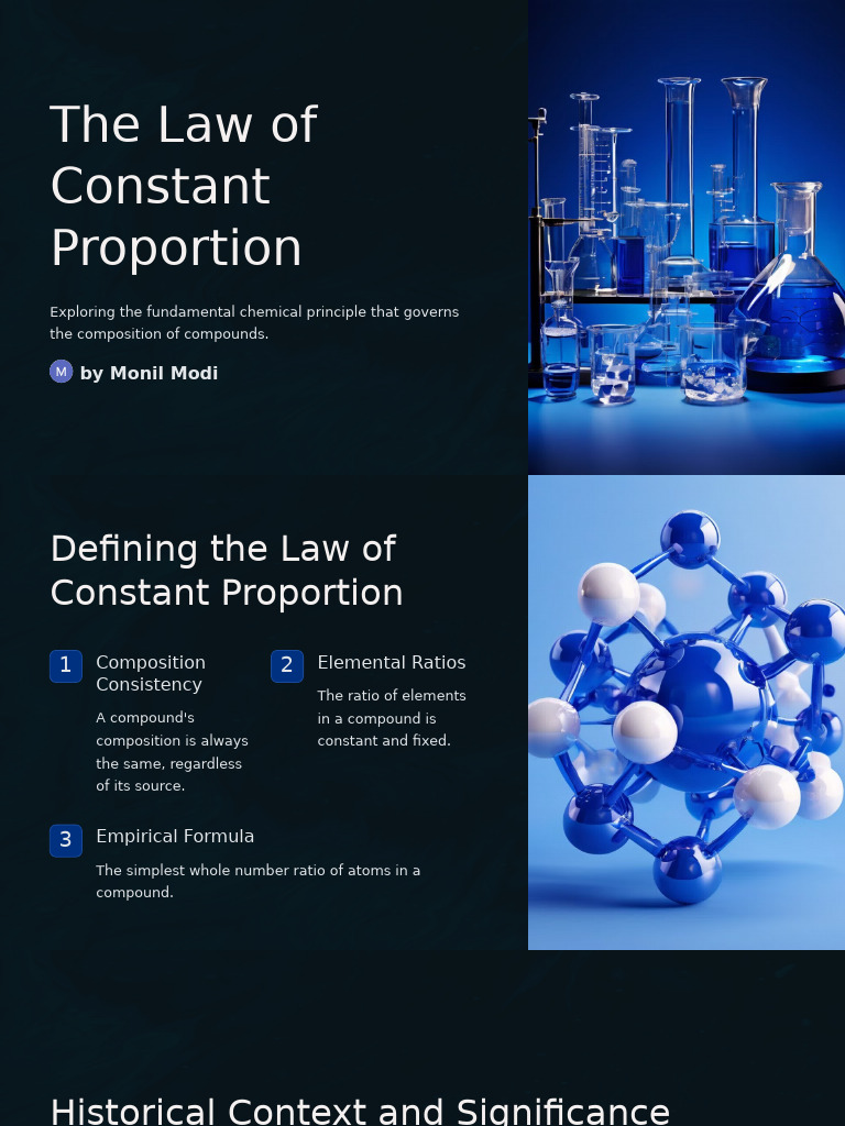 The Law of Constant Proportion | PDF | Stoichiometry | Chemical Compounds
