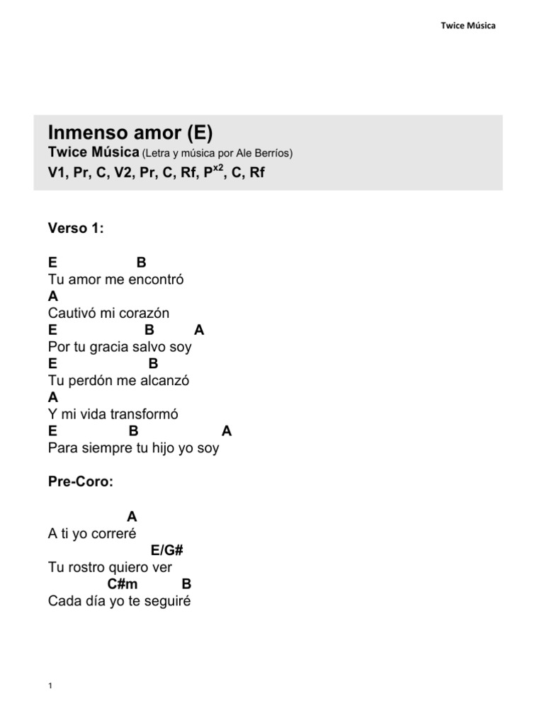 Inmenso Amor Acordes | PDF