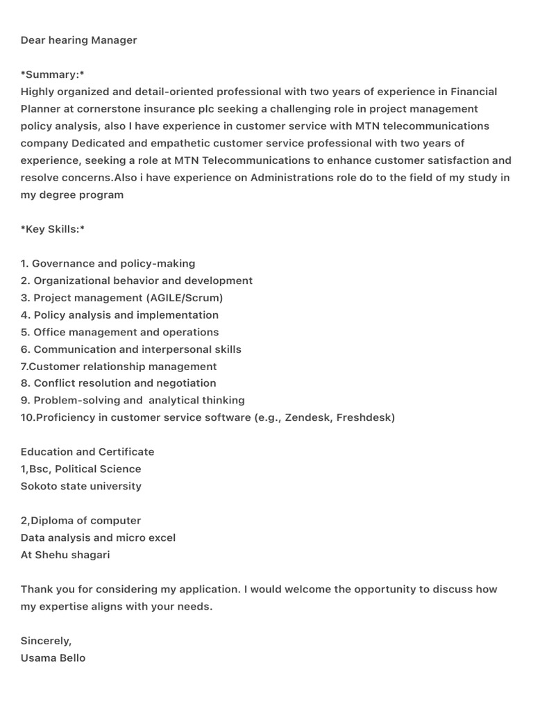 Dear Hearing Manager Bua - 1 | PDF