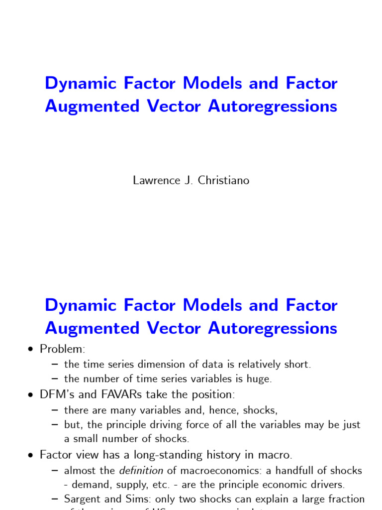 Dynamic Factor Models Factor Augmented Vector Autoregressions | PDF | Vector Autoregression ...
