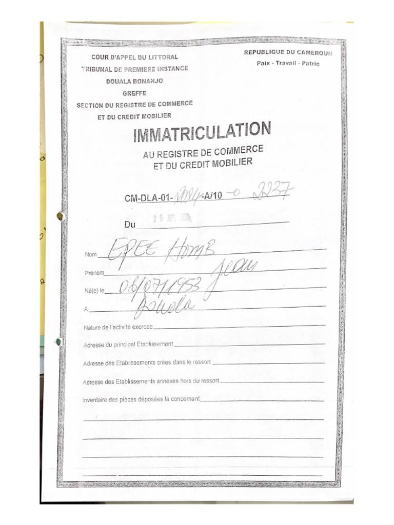 IMMATRICULATION | PDF