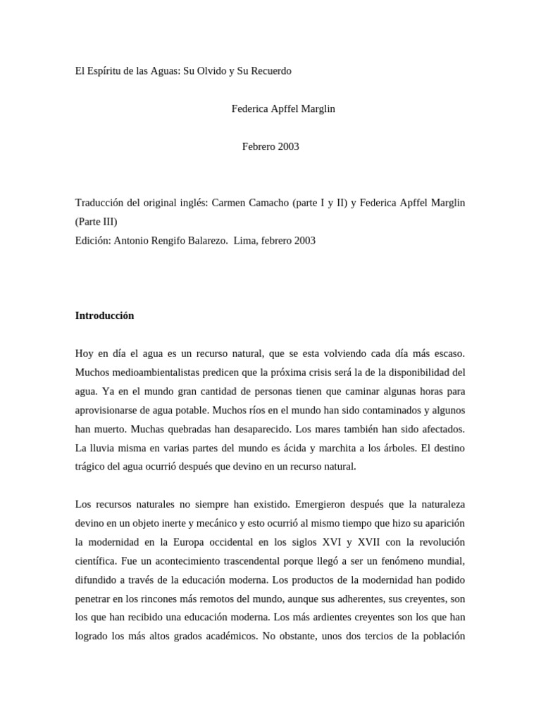 M02-Apffel Marglin El Espiritu de Las Aguas (1) | PDF | Agronomía ...