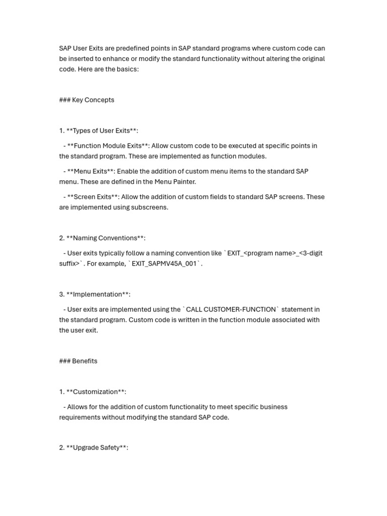 Sap User Exits Basics Pdf
