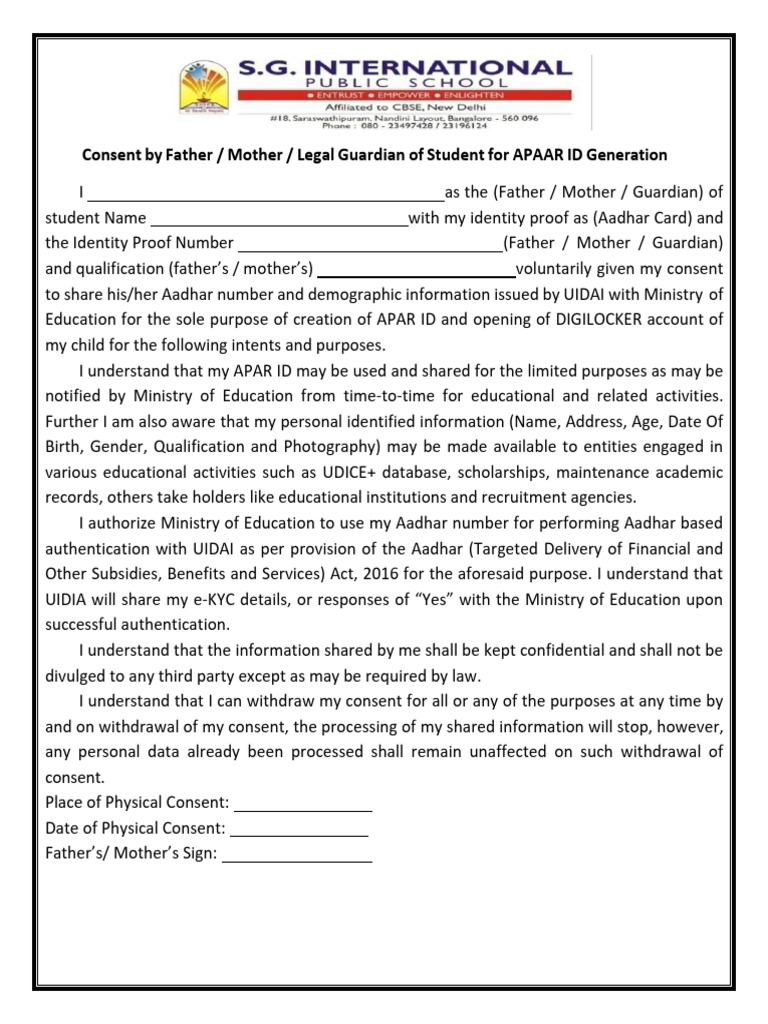 Consent Form of Udise S G | PDF