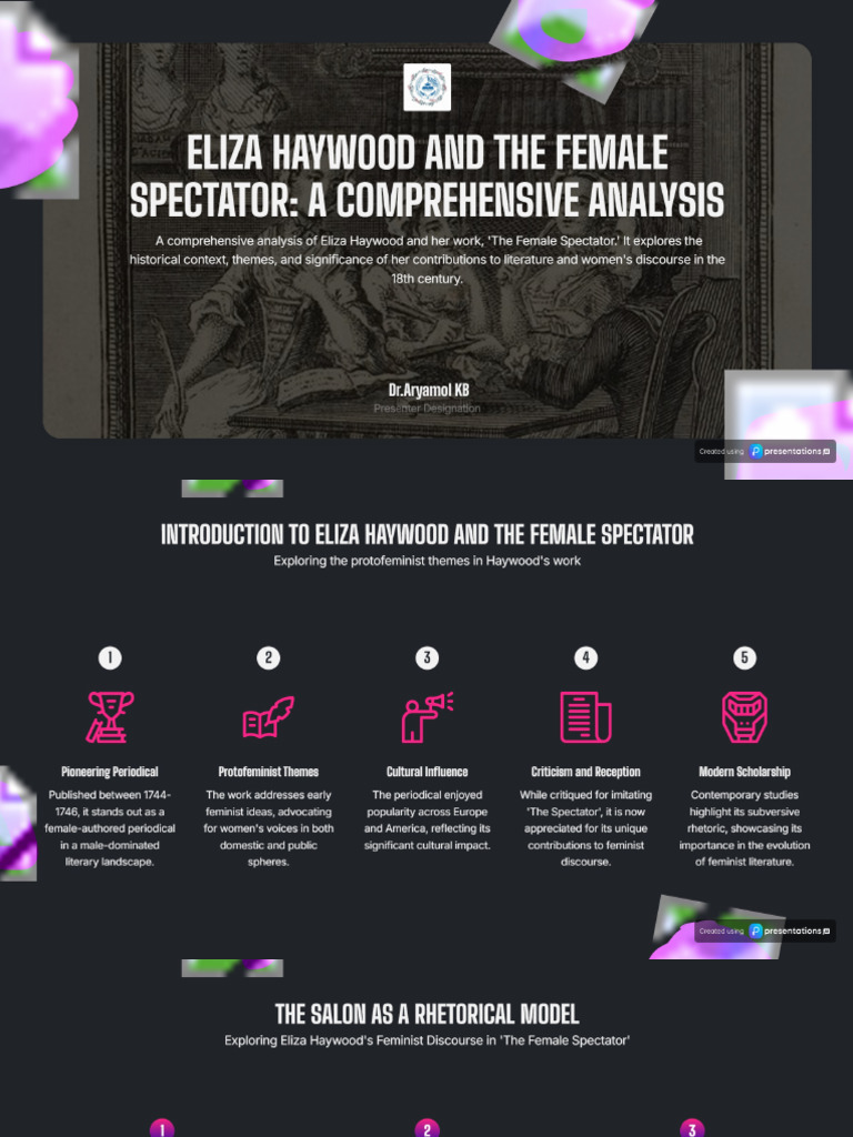 Eliza Haywood Female Spectator Analysis -PPT | PDF