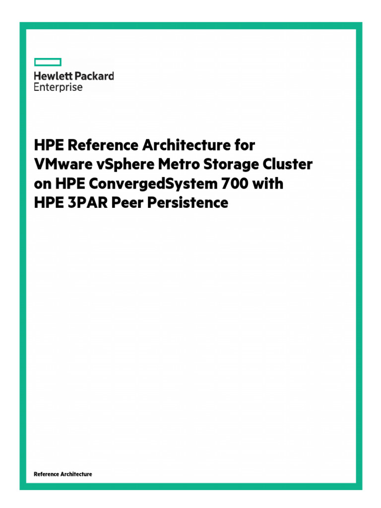 HPE Reference Architecture For VMware Vsphere Metro Storage Cluster | PDF | Virtual Machine ...