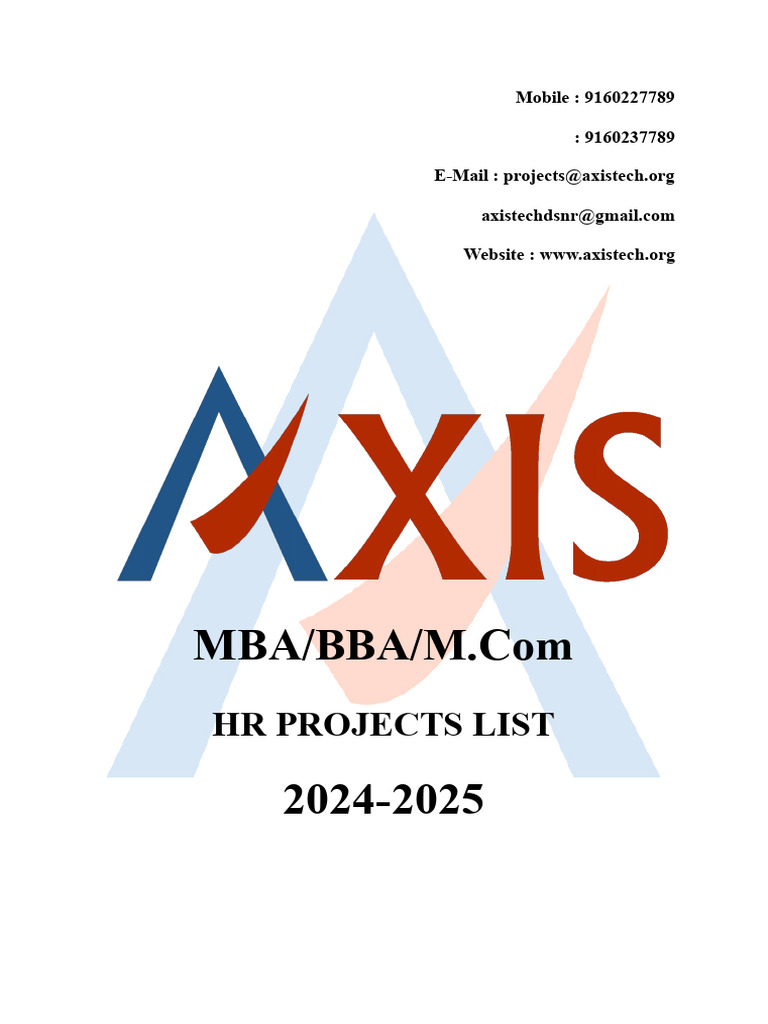 HR Project Topics for MBA 2024-2025 | PDF | Job Satisfaction | Employee ...
