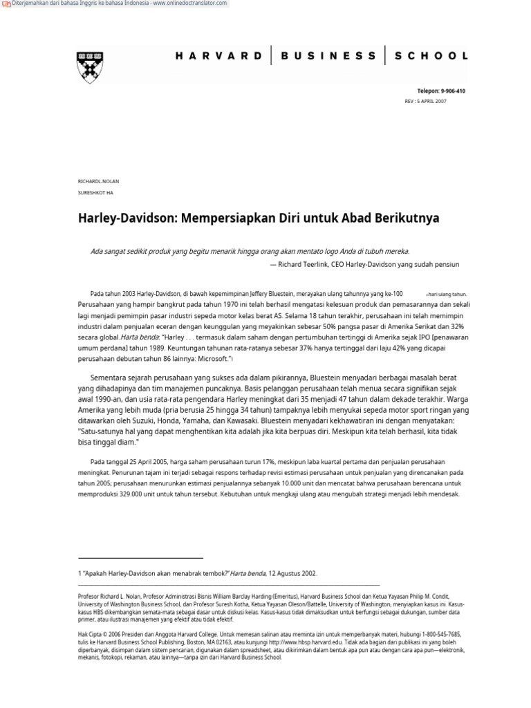 Case Study - Harley Davidson - En.id | PDF