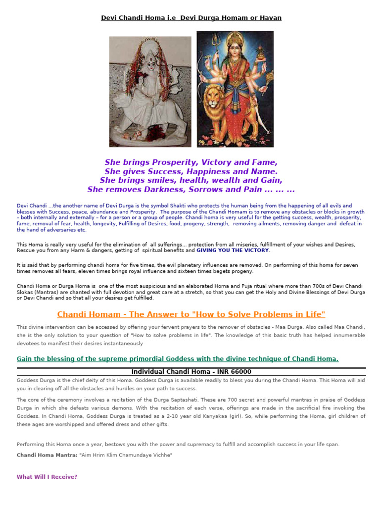 Chandi Homa | PDF | Devi | Hindu Deities