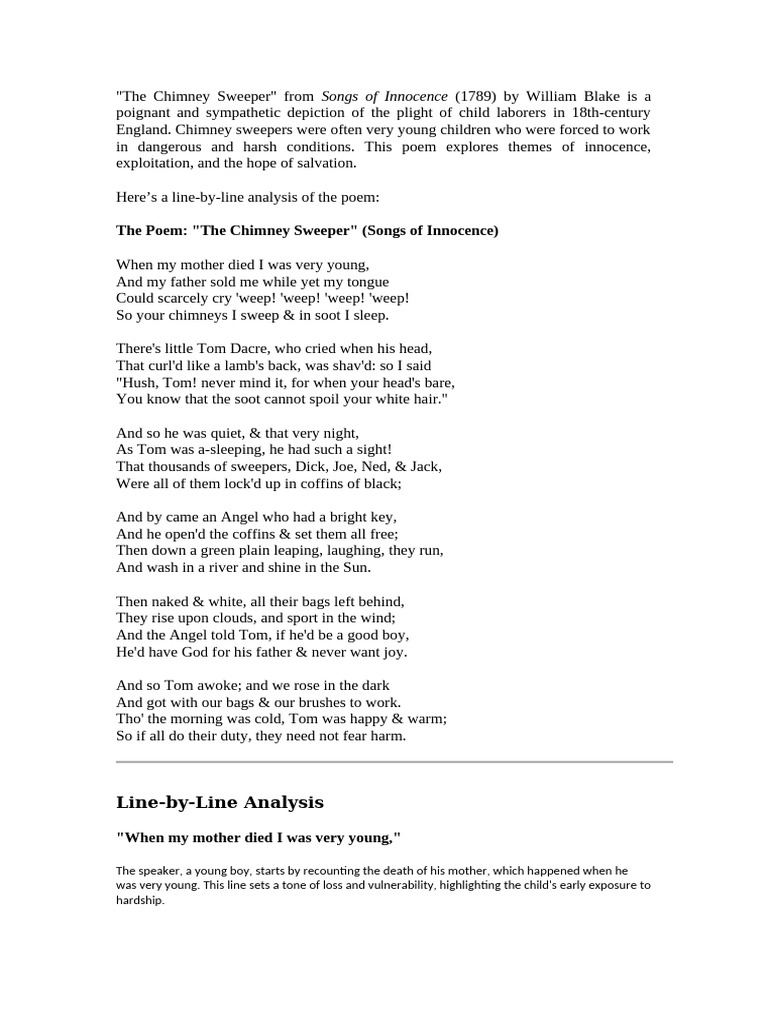 Analysis of Blake's "The Chimney Sweeper" | PDF | Angel | Salvation
