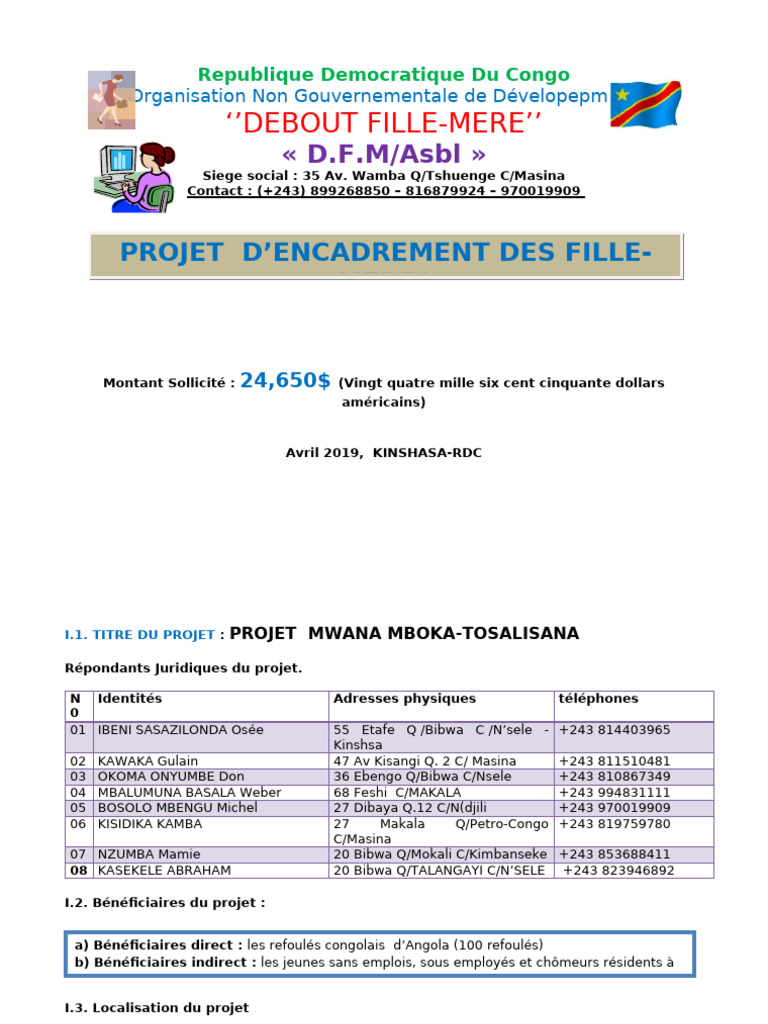 Michel Projet Weber | PDF | Main-d'œuvre | République démocratique du Congo