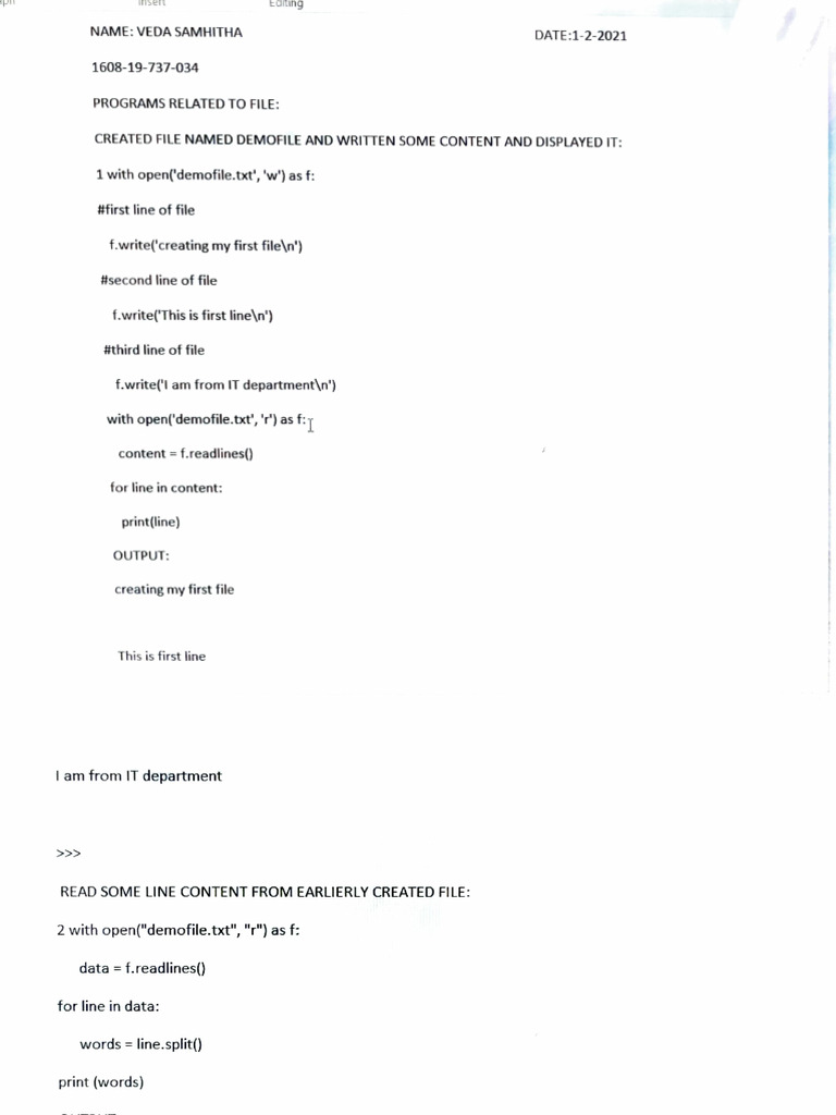Python File Operations and Regex Examples | PDF | Text File | Software ...