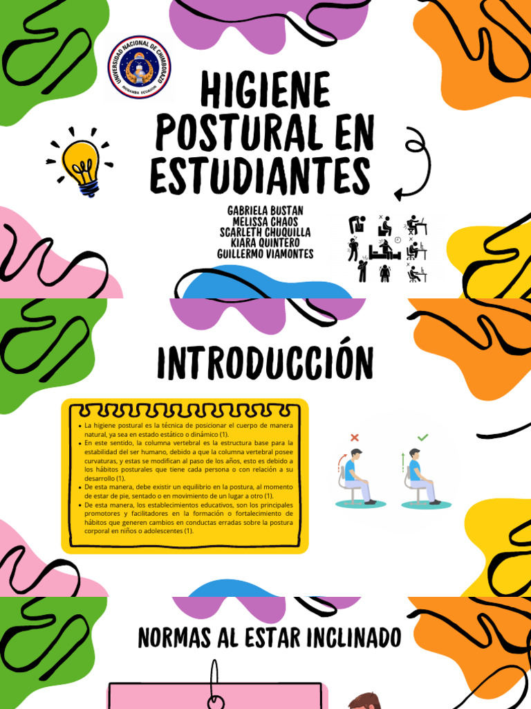 Presentación de Higiene Postural | PDF | La columna vertebral | Dolor lumbar