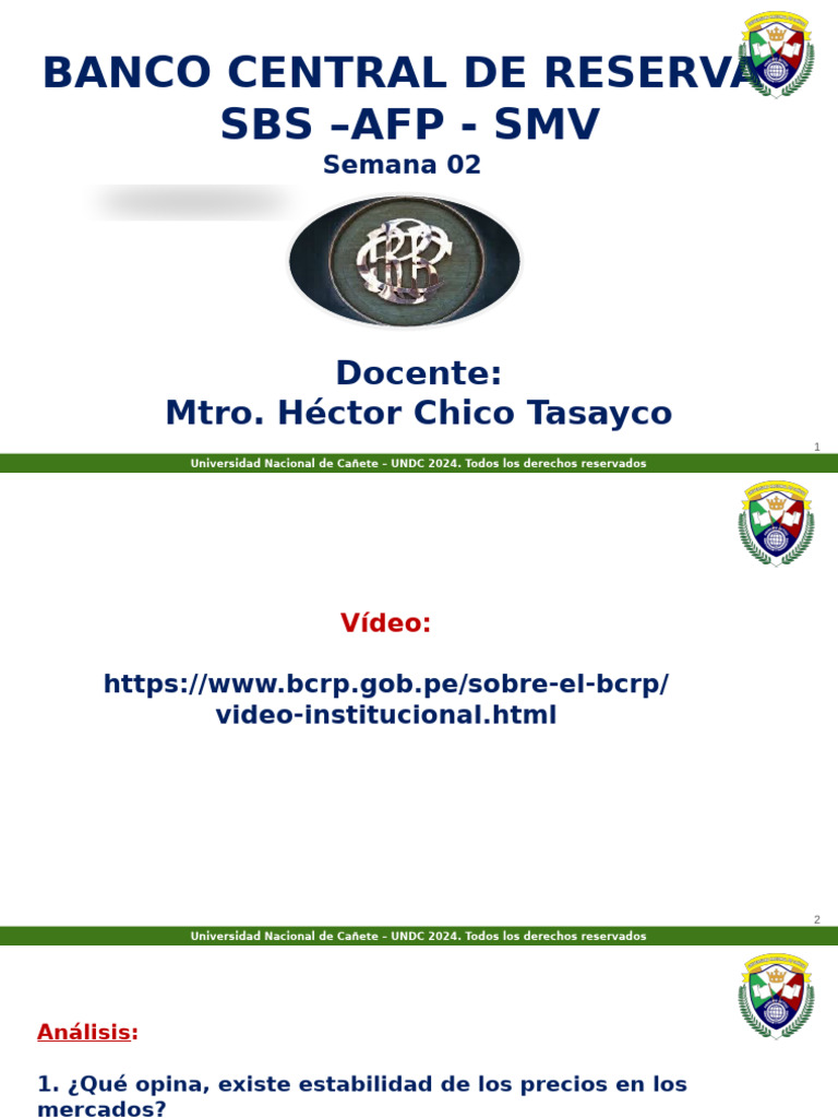 Semana 02 Banco Central de Reserva - Sbs-Afp-smv | PDF | Bancos ...
