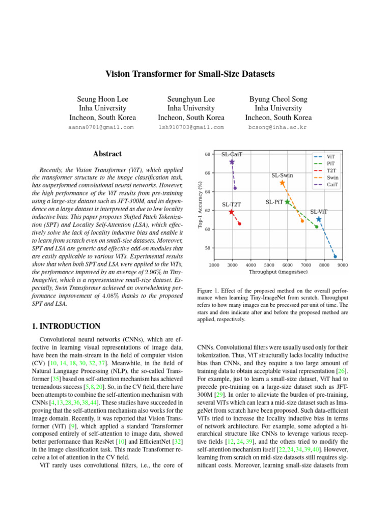 Vision Transformer for Small Datasets | PDF | Computational ...