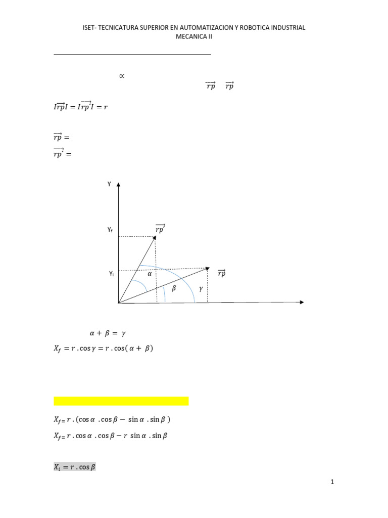 Matriz de Rotacion de Un Punto en El Plano | PDF | Rotación | Vector ...