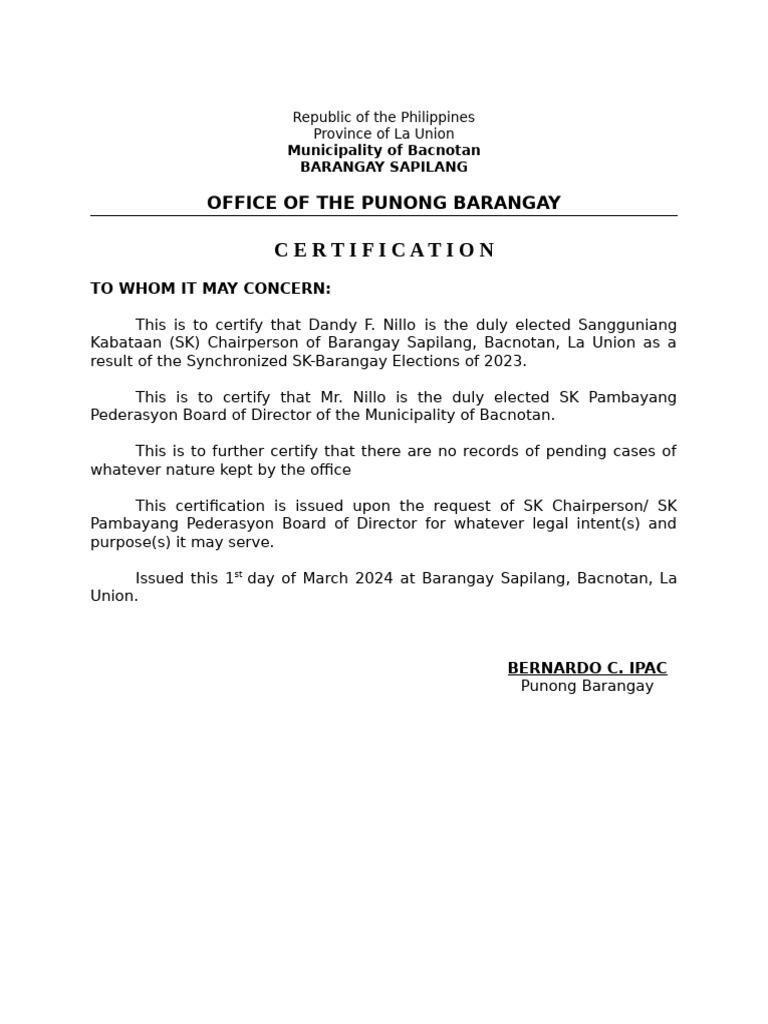 Certificate of Incumbency | PDF