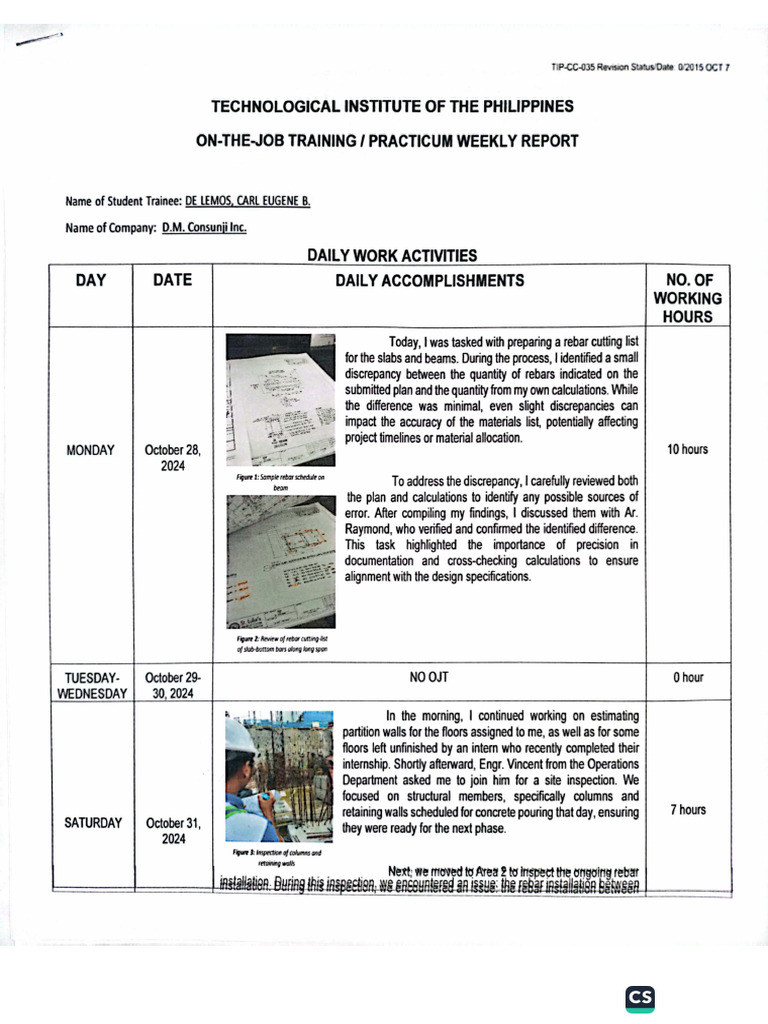 De Lemos - Ojt WR 7 | PDF