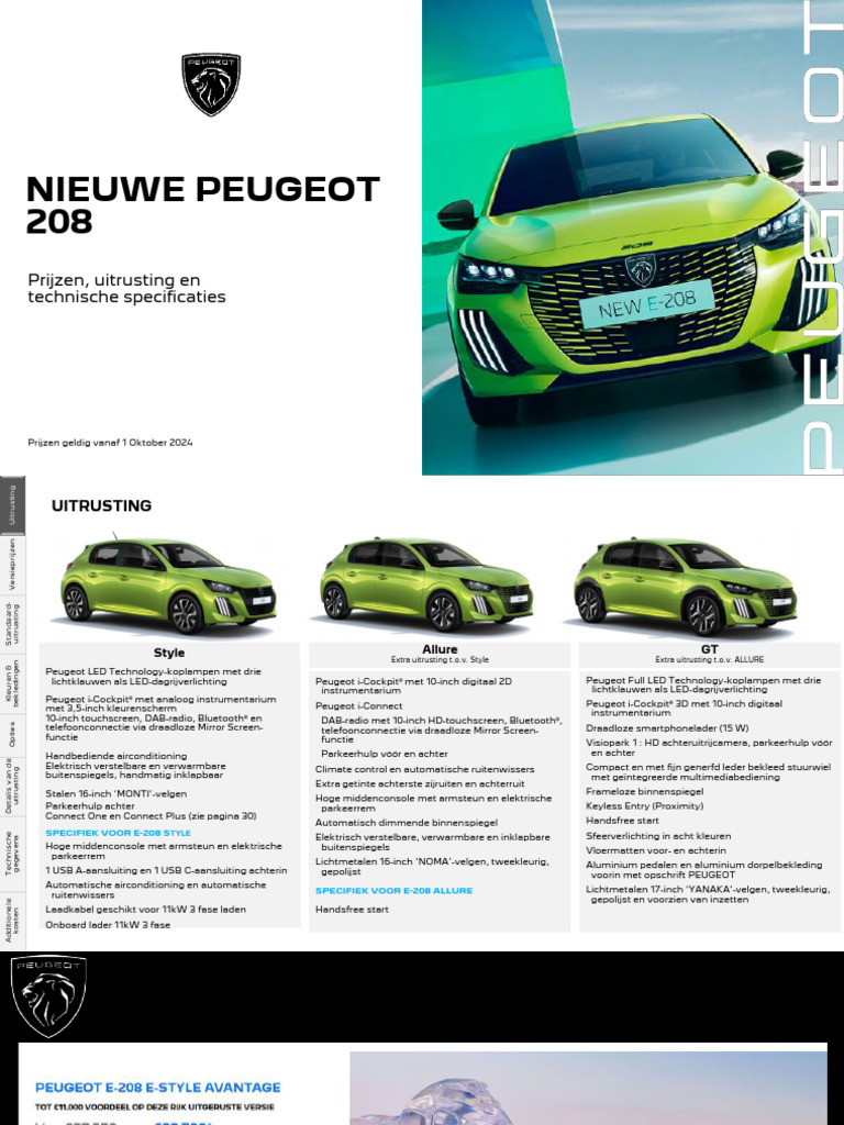 Prijzen en Specificaties Peugeot 208 | PDF