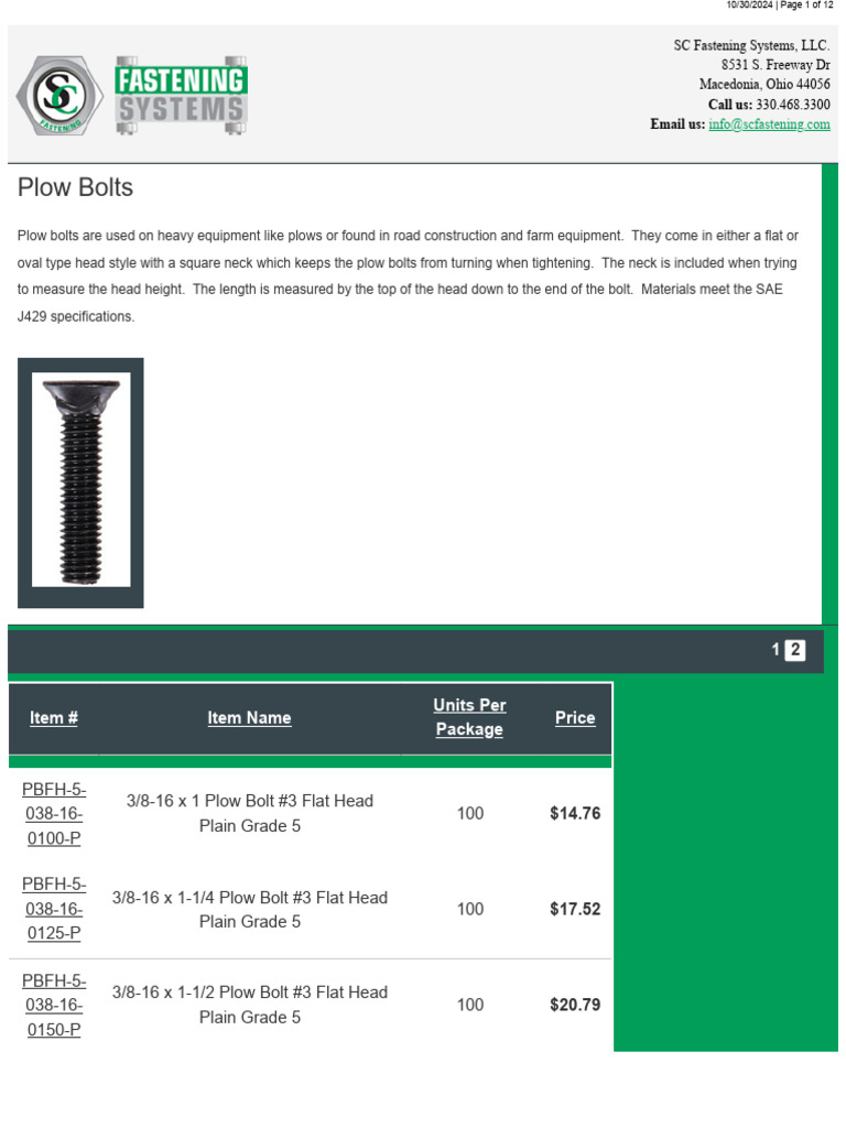 PlowBolts | PDF | Screw | Manufactured Goods