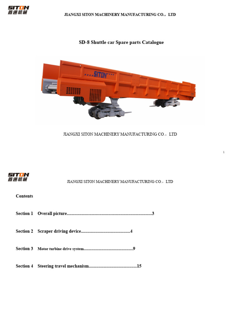 SD-8 Shuttle Car Parts Catalogue | PDF | Axle | Vehicles