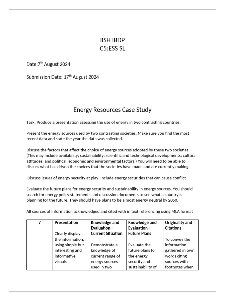 Energy Resources Case Study Analysis | PDF | Information | Sustainability