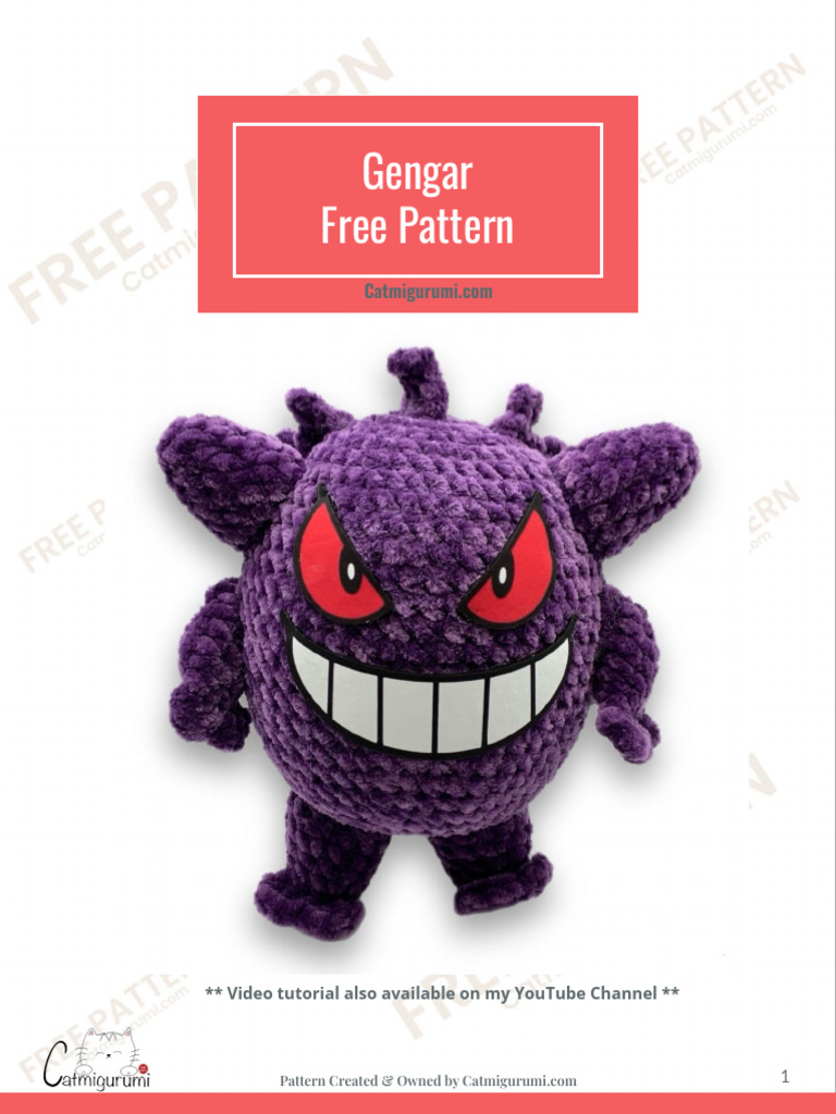 Gengar Amigurumi Pattern by Catmigurumi | PDF | Crochet | Sewing