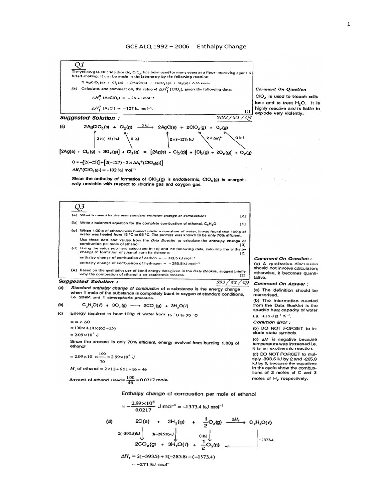 GCE ALQ 1992-2006 Enthalpy Change | PDF