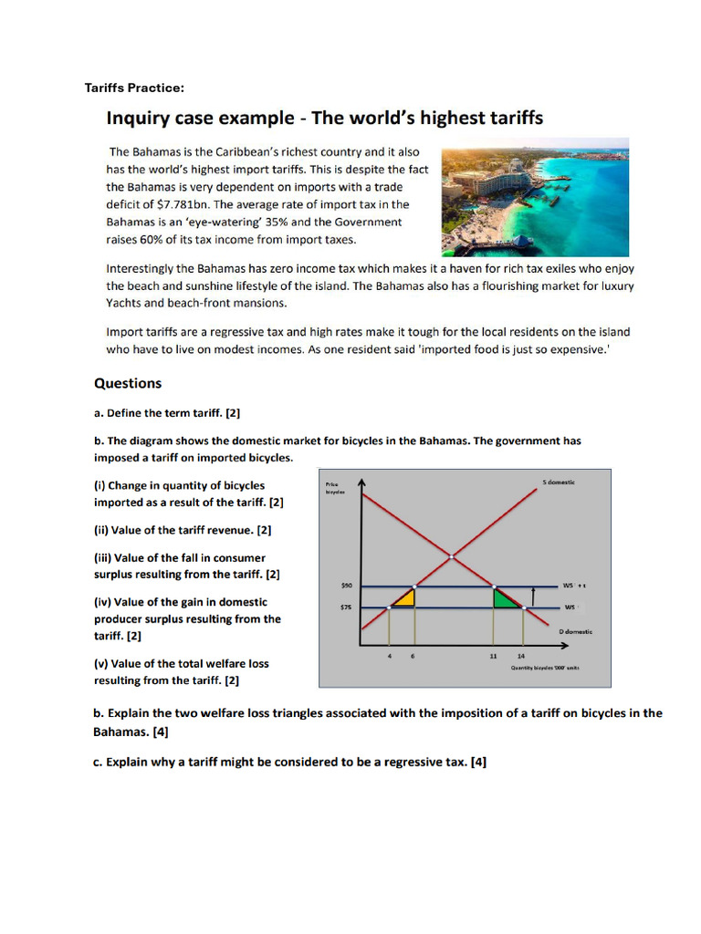 Tariffs Practice-Class Work | PDF