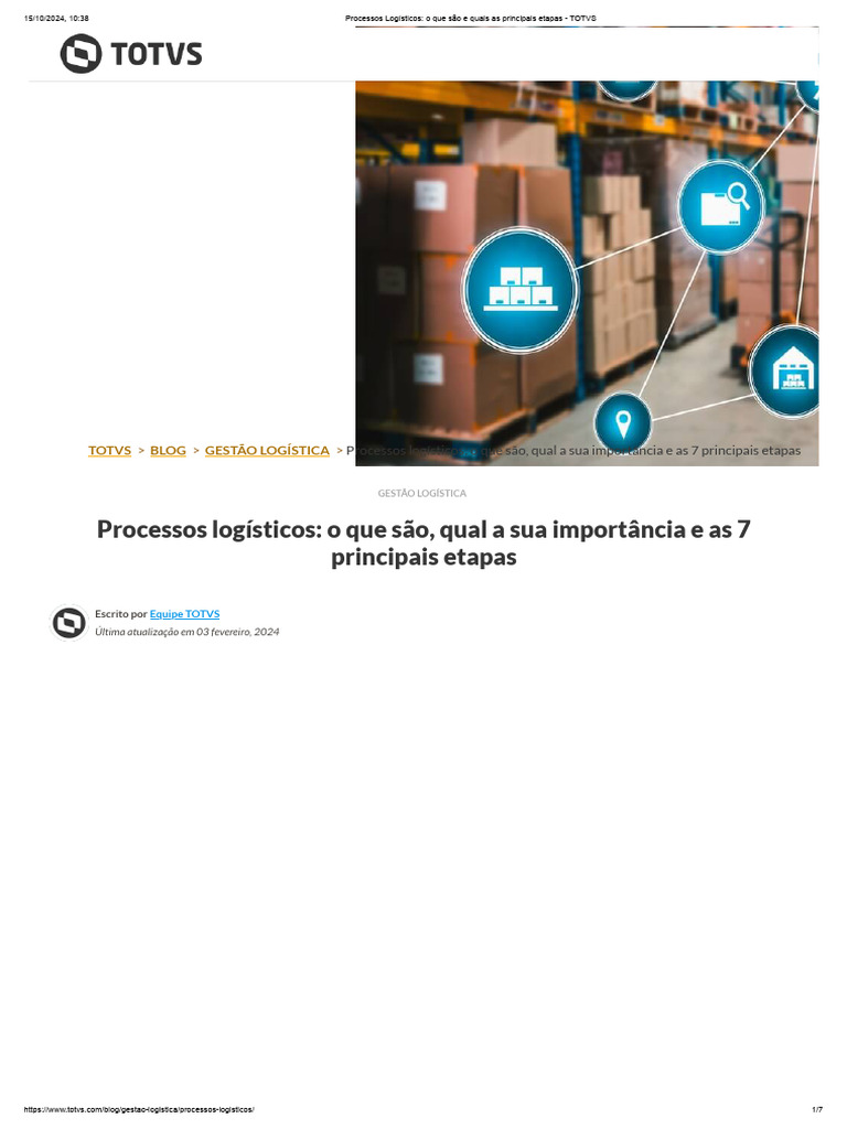 Processos Logísticos - o Que São e Quais As Principais Etapas - TOTVS ...