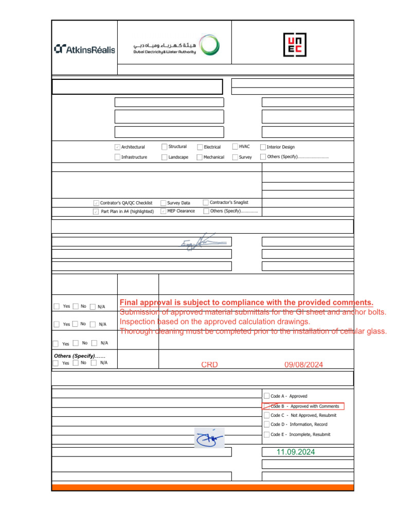 UNEC-IR-ARC-1704-00 Inspection For Installation of GI Sheet As Per ...