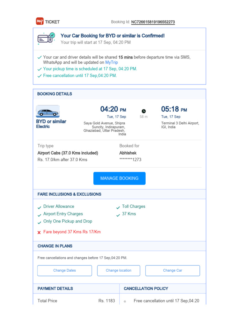 NC726615819196552273 Eticket | PDF | Transport | Land Transport