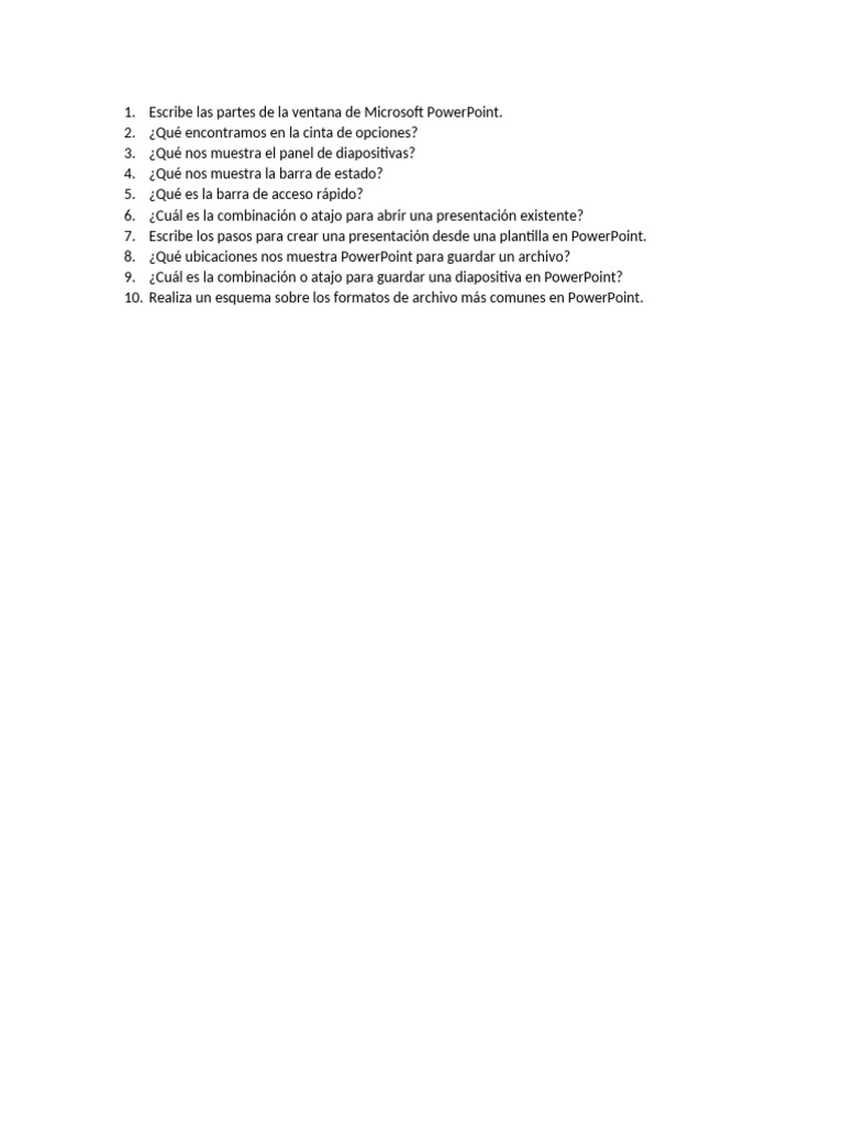 Preguntas Microsoft PowerPoint | PDF Preguntas Microsoft PowerPoint | PDF