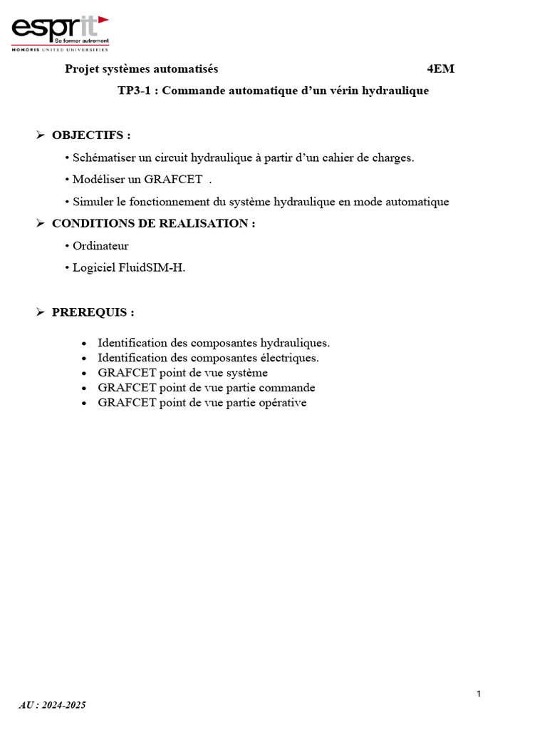 GRAFCET pour vérin hydraulique TP3-1 | PDF | Informatique