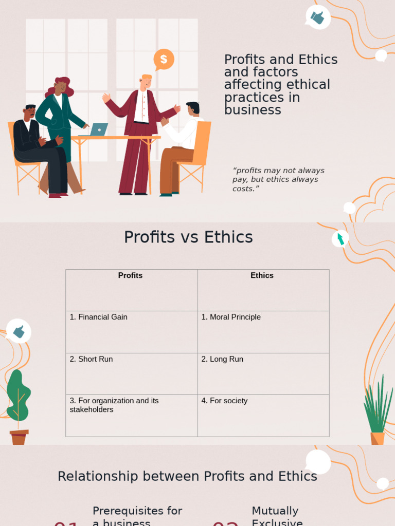 Profits and Ethics and Factors Affecting Ethical Practices in Business | PDF
