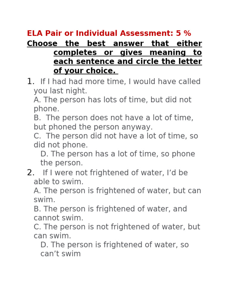 Review ELA Questions for 12B | PDF
