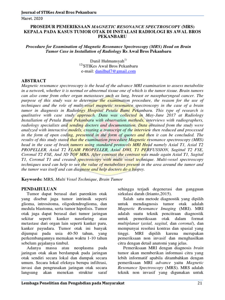 Prosedur Pemeriksaan Magnetic Resonance | PDF
