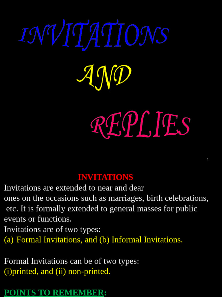 Xii W.S. PPT of Invitation and Replies | PDF