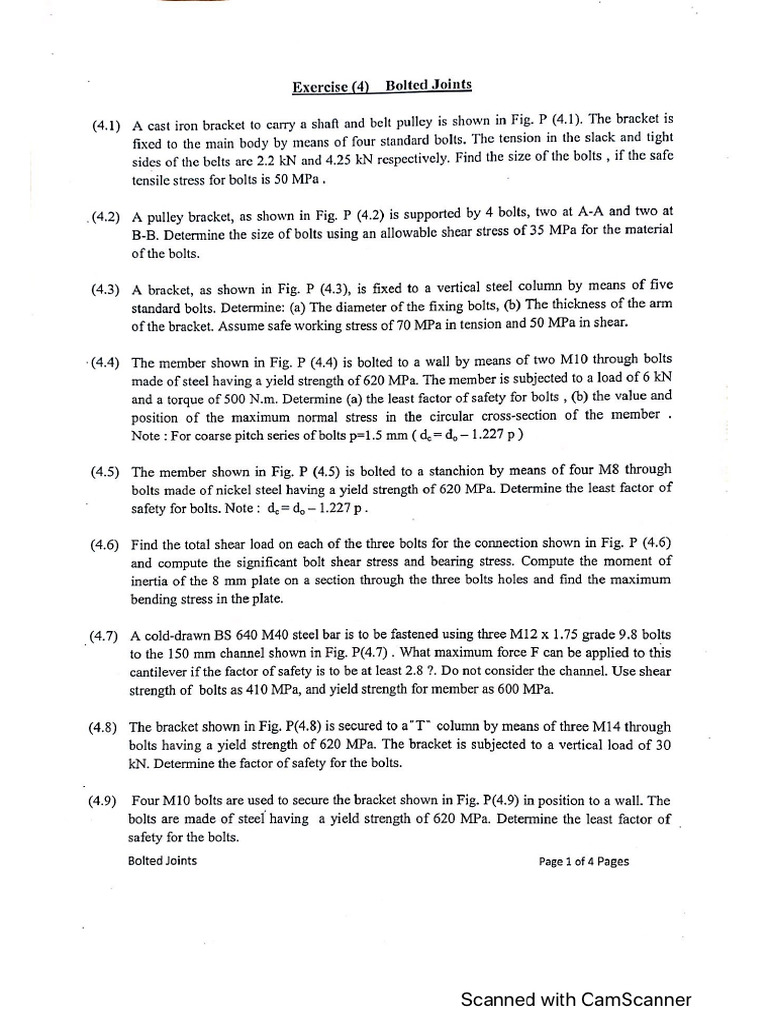 Bolts Joints Sheet | PDF