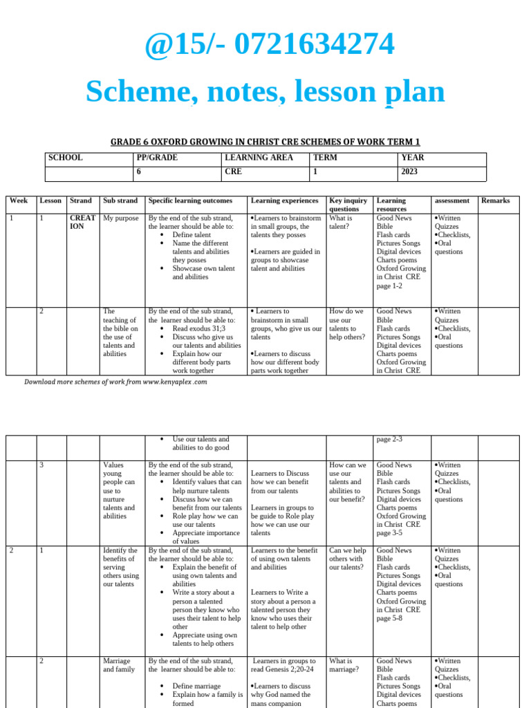 Grade 6 Term 1 Cre Schemes Oxford | PDF | Ten Commandments | Disciple ...