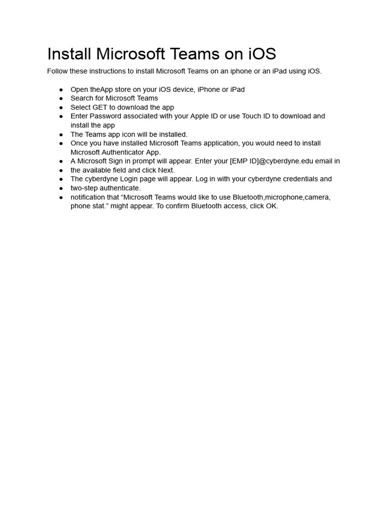 Install Microsoft Teams On IOS | PDF