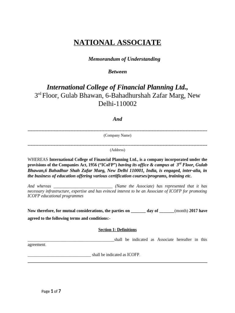 MOU | PDF | Fee | Receipt