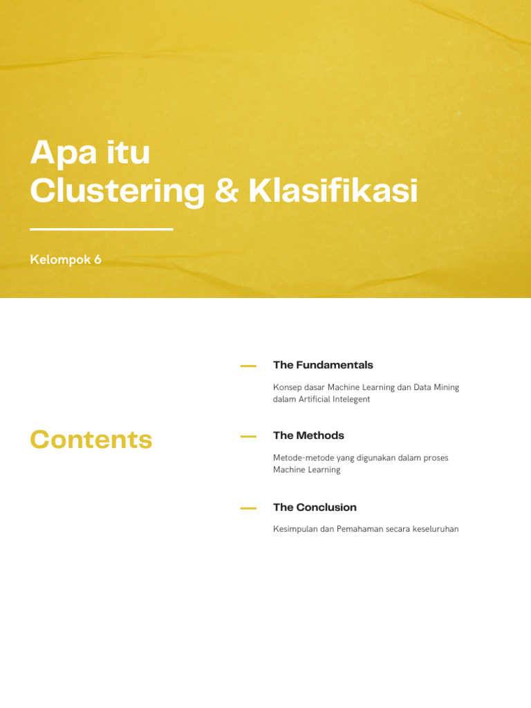 Presentasi Clustering Dan Klasifikasi Artificial Intelegent | PDF