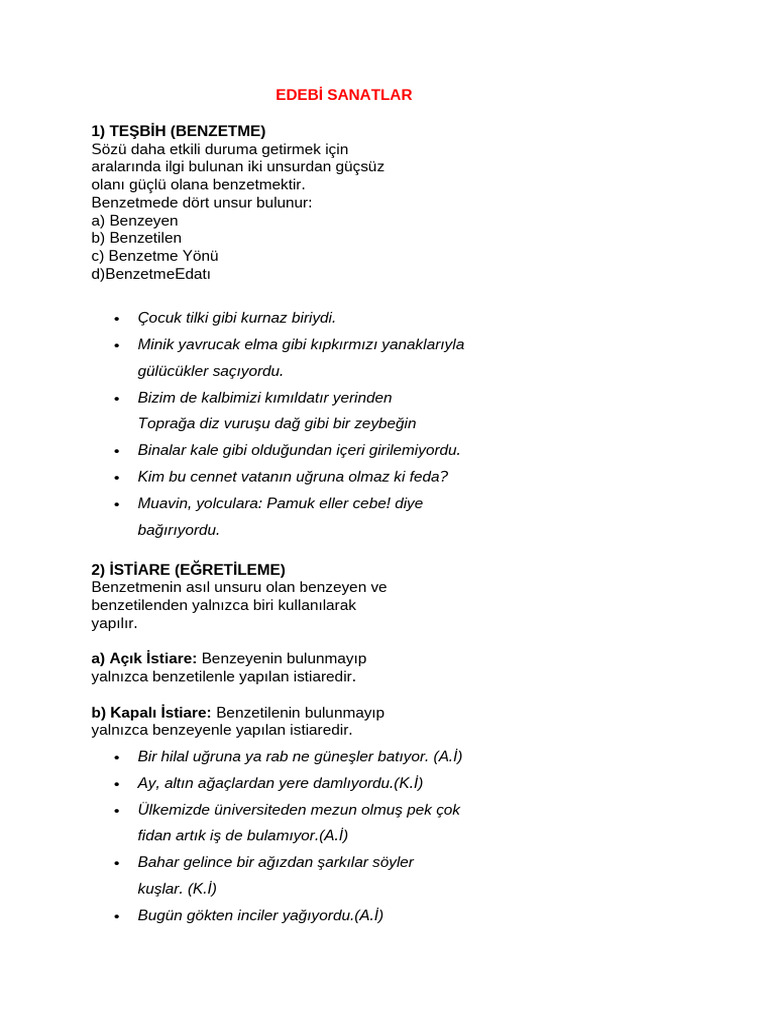 SÖZ SANATLARI | PDF