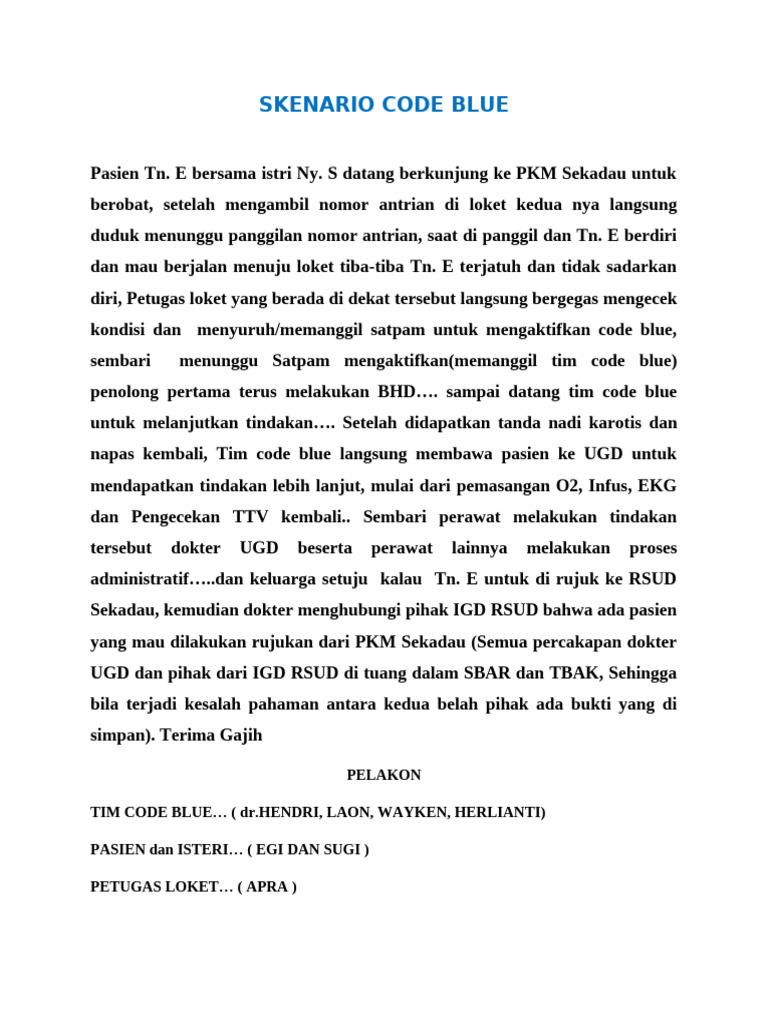 Skenario Code Blue | PDF