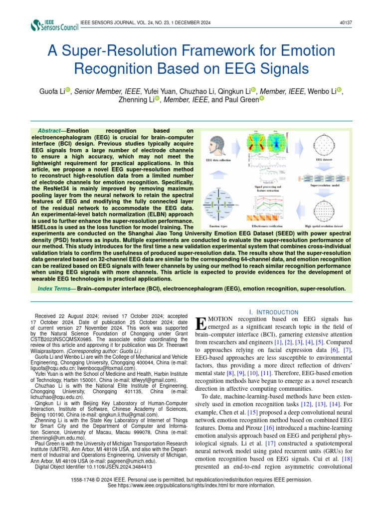 EEG Super-Resolution for Emotion Recognition | PDF ...